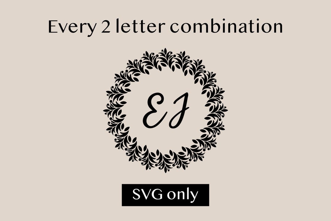 Floral Monogram SVG Bundle, 2 Letter Combination, Digital Download ...