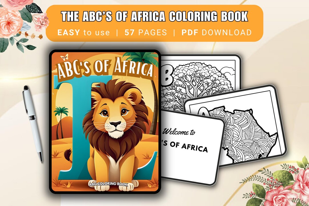 Abcs of Africa Coloring Book 57 Page Digital Download, African Alphabet ...