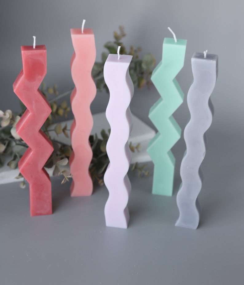 Geometric Pillar Candles Wave and Zigzags Candlesticks - Etsy