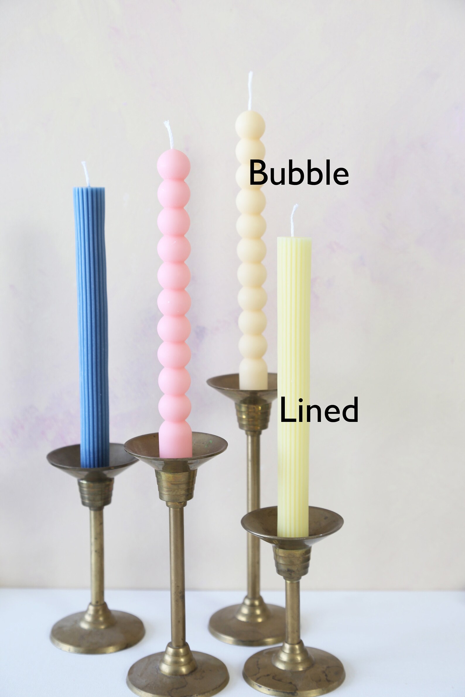 Bubble and Textured Lined Taper Candles, Candlesticks - Soy Wax Candle ...