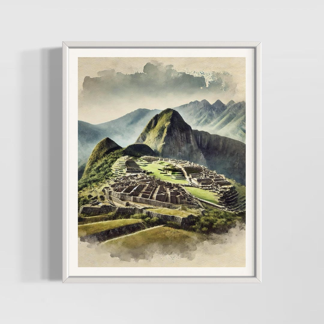 Machu Picchu Watercolor Print | Peru Travel Art | Inca Ruins Wall Decor ...