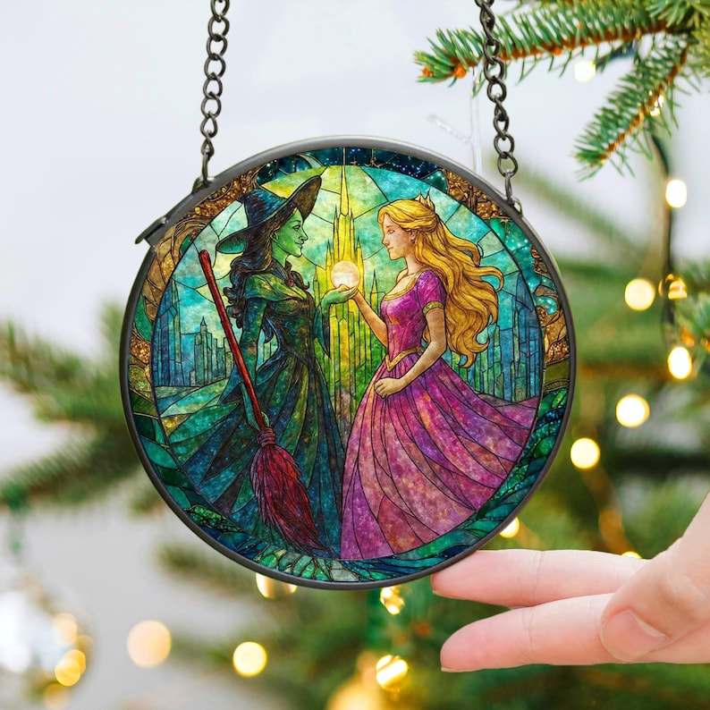 Elphaba and Glinda Wicked Stained Glass Suncatcher, Wicked Suncatcher ...