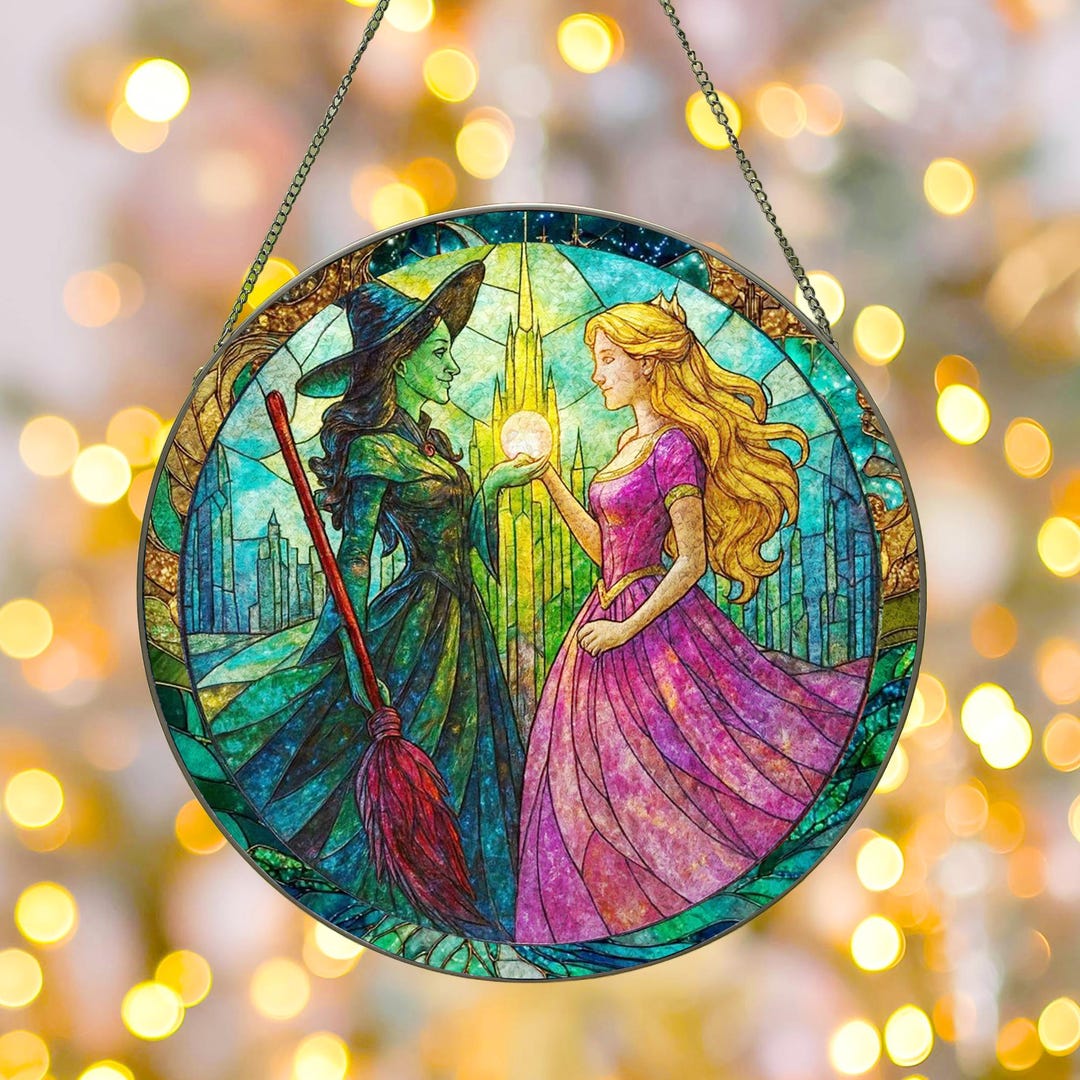 Elphaba and Glinda Wicked Stained Glass Suncatcher, Wicked Suncatcher ...