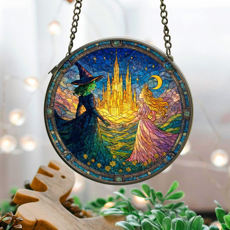 Elphaba and Glinda Wicked Stained Glass Suncatcher, Wicked Suncatcher ...
