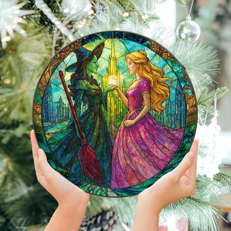 Elphaba and Glinda Wicked Stained Glass Suncatcher, Wicked Suncatcher ...