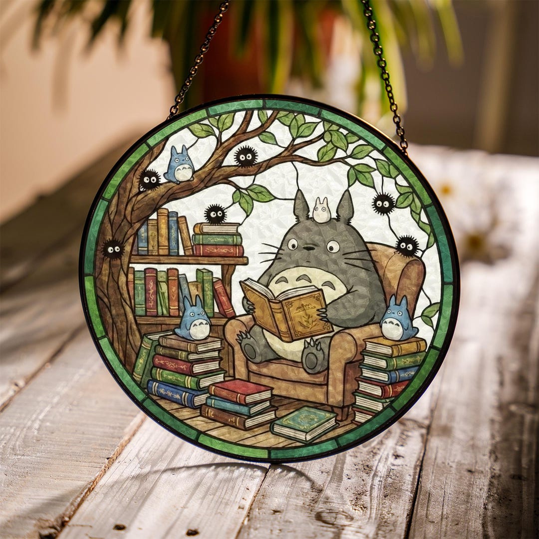 Totoro Inspired Character Suncatcher, Japanese Animation Character ...