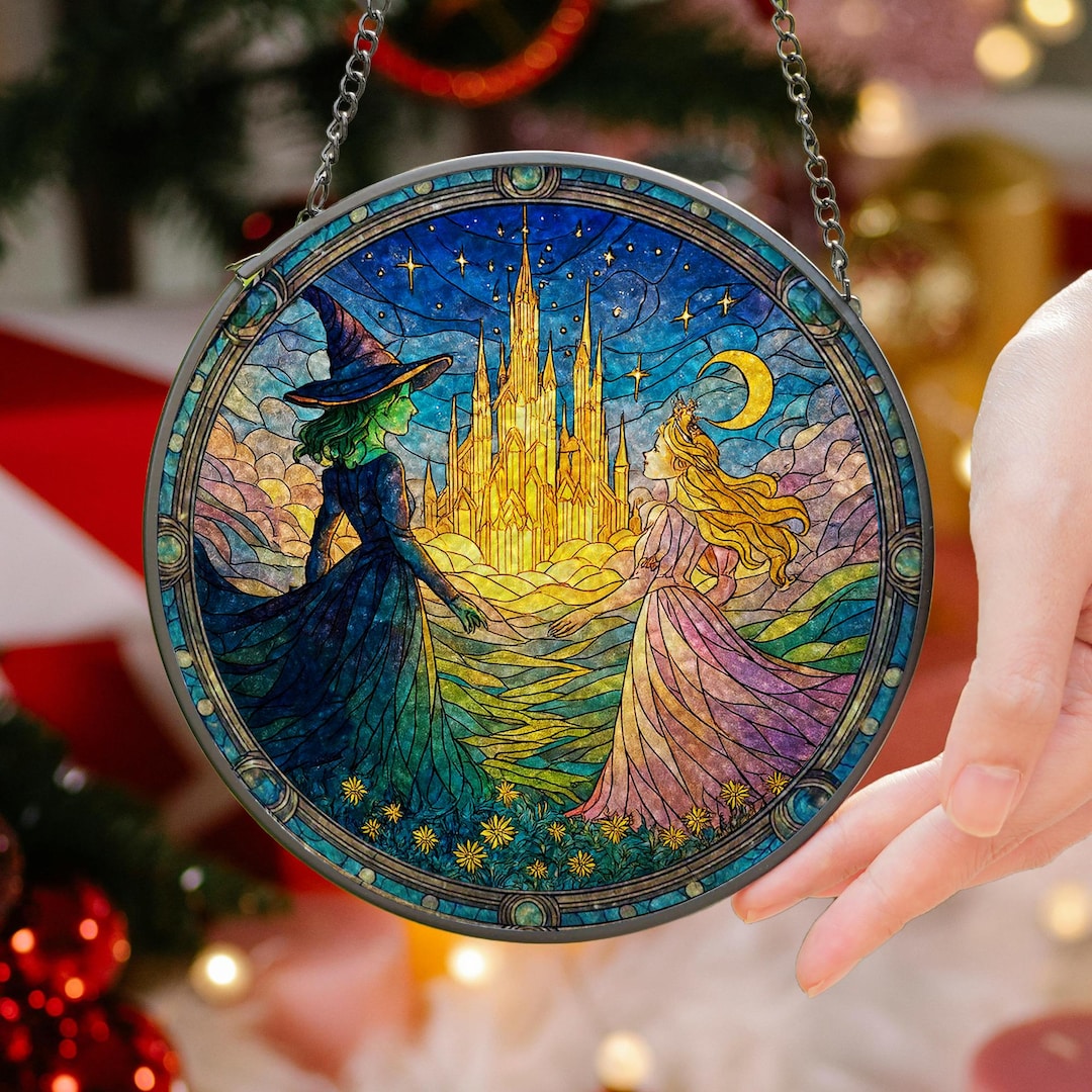 Elphaba and Glinda Wicked Stained Glass Suncatcher, Wicked Suncatcher ...