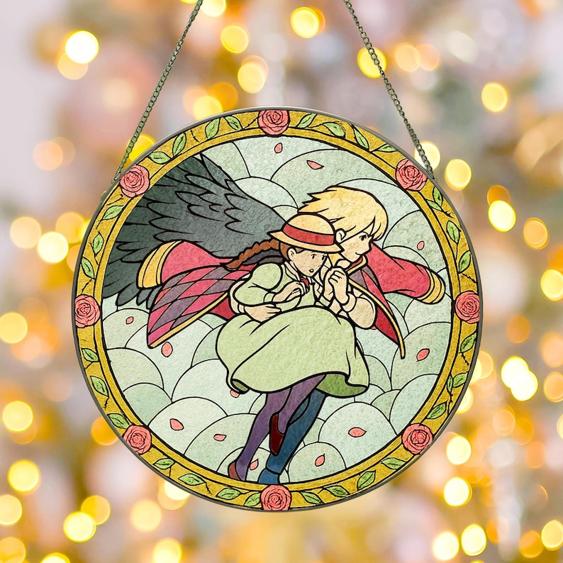 Howls Moving Castle Stained Glass Suncatcher, Studio Ghibli, Anime Art ...
