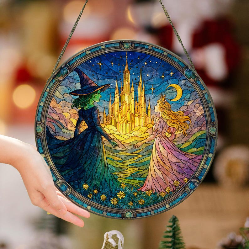 Elphaba and Glinda Wicked Stained Glass Suncatcher, Wicked Suncatcher ...