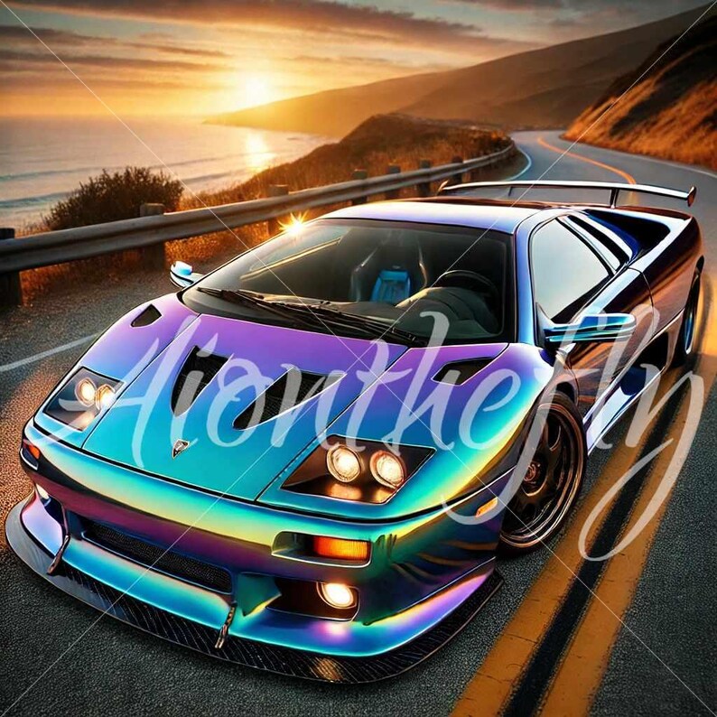 Lamborghini Diablo + Variations | Custom Exotic Car Art Prints | Neon ...