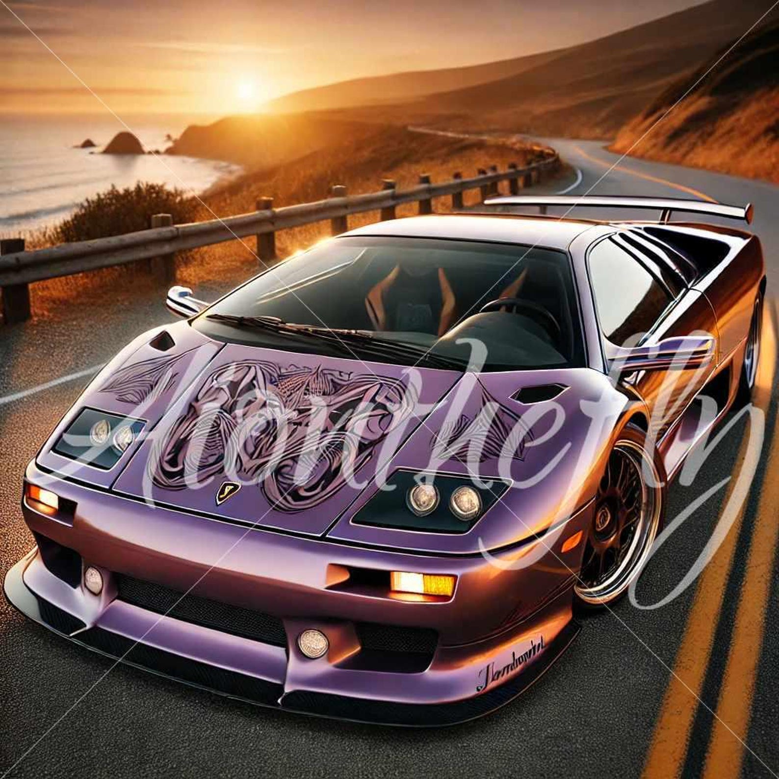 Lamborghini Diablo + Variations | Custom Exotic Car Art Prints | Neon ...