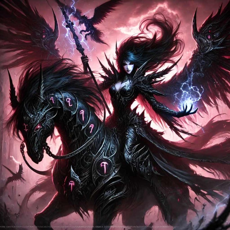 Magna, Goddess of the Damned Gothic Fantasy Rider Print Shadow Queen on ...