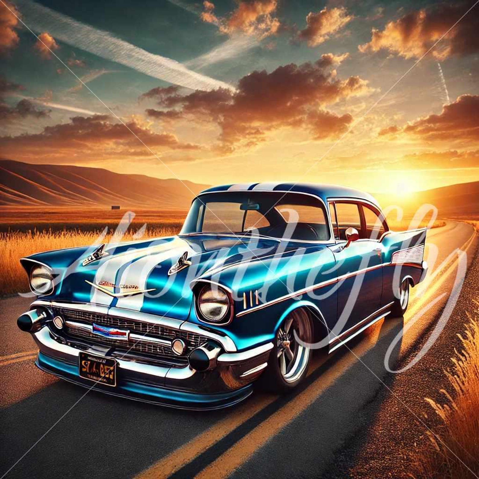 Classic 1957 Chevy Bel Air + Variations | Vintage Car Wall Decor ...