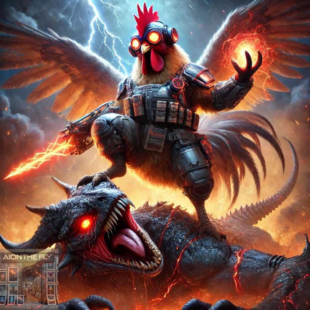Epic Warrior Rooster | Ai-generated Battle Chicken Art | Fantasy Lizard ...