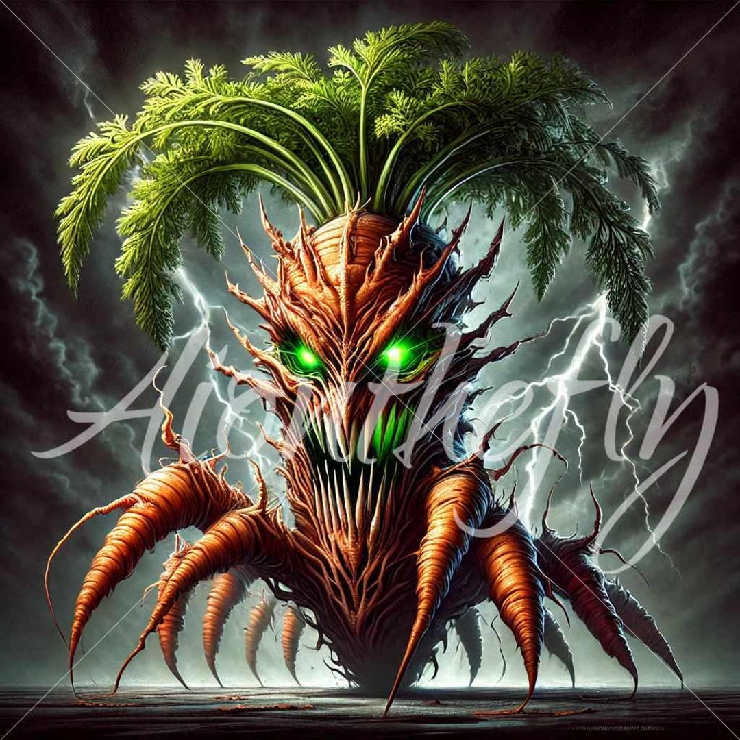 Terrifying Carrot Monster Art Print | Dark Fantasy Horror Vegetable ...