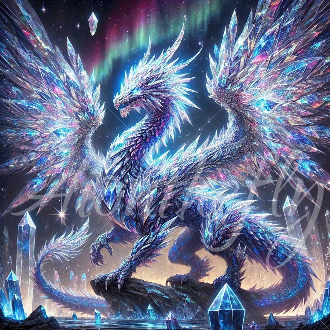 Crystal Elemental Dragons Bundle 2-pack | Ai-generated Fantasy Dragon ...