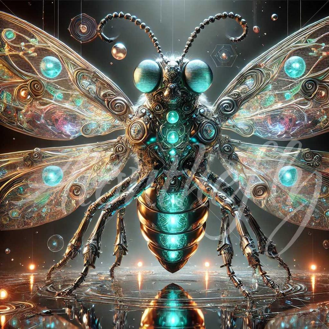 Cybernetic Insect Art | Futuristic Biomechanical Bee Print | Sci-fi Bug ...