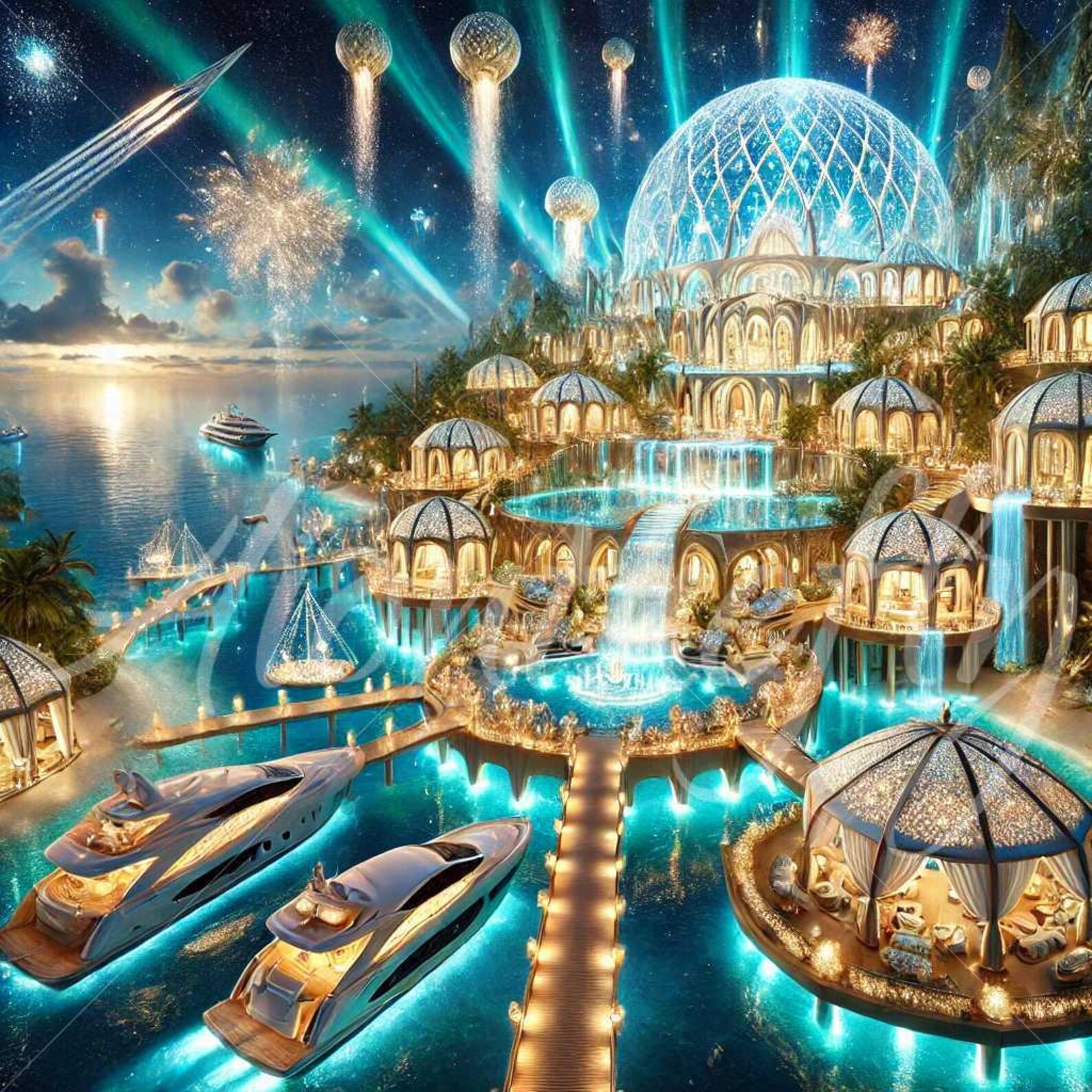 Futuristic Luxury Paradise | Ai-generated Dreamlike Resort | Sci-fi ...