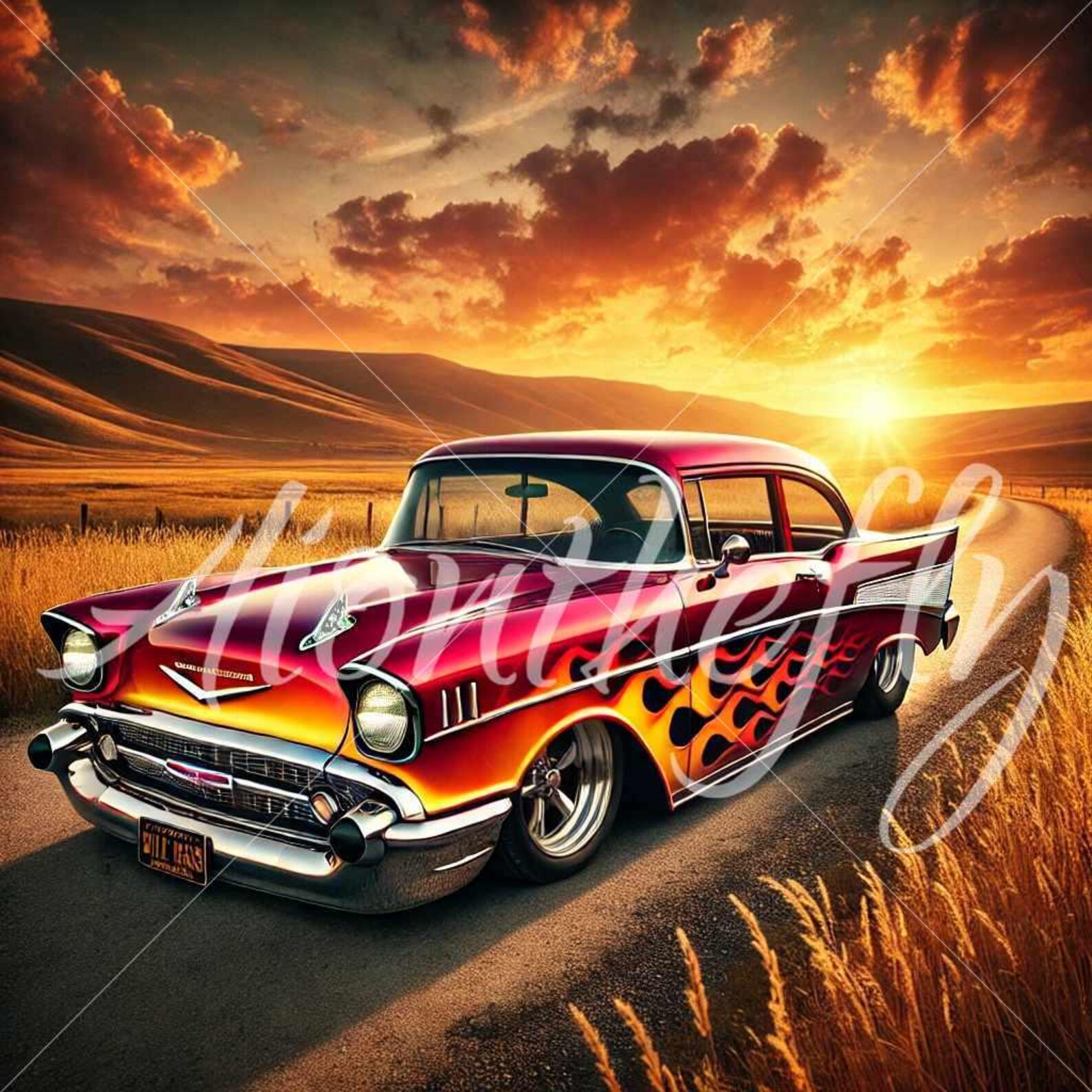 Classic 1957 Chevy Bel Air + Variations | Vintage Car Wall Decor ...