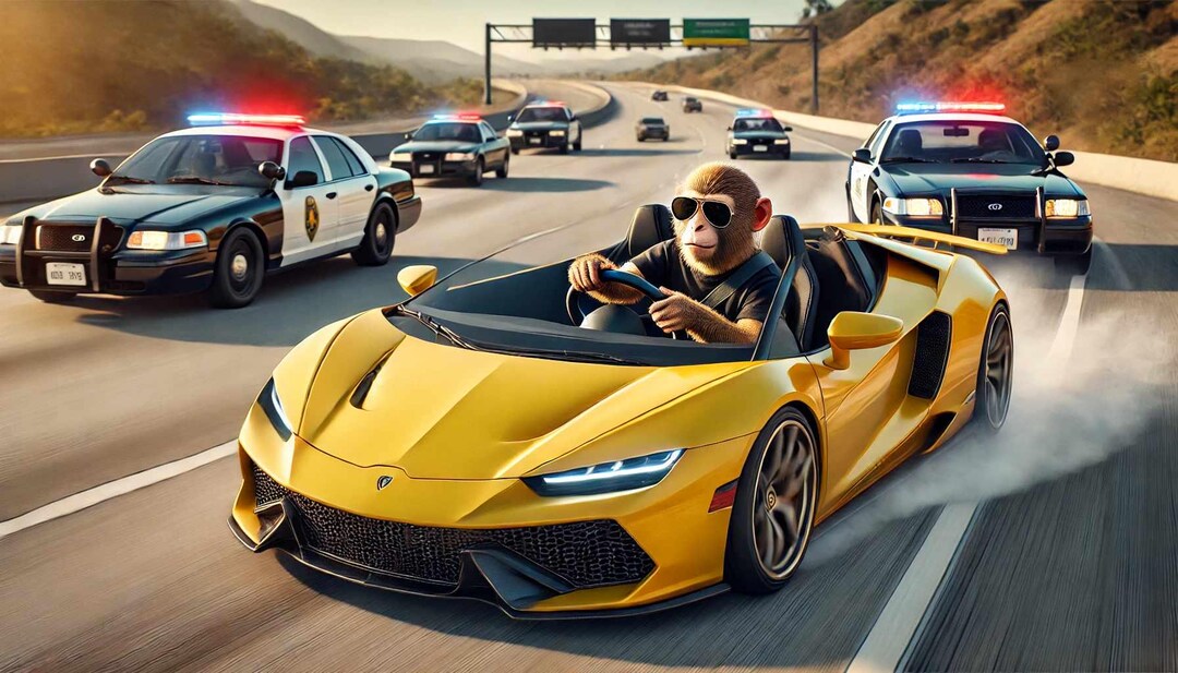 Monkey Driving Lamborghini, Ai, Digital Art, Digital Download, Instant ...