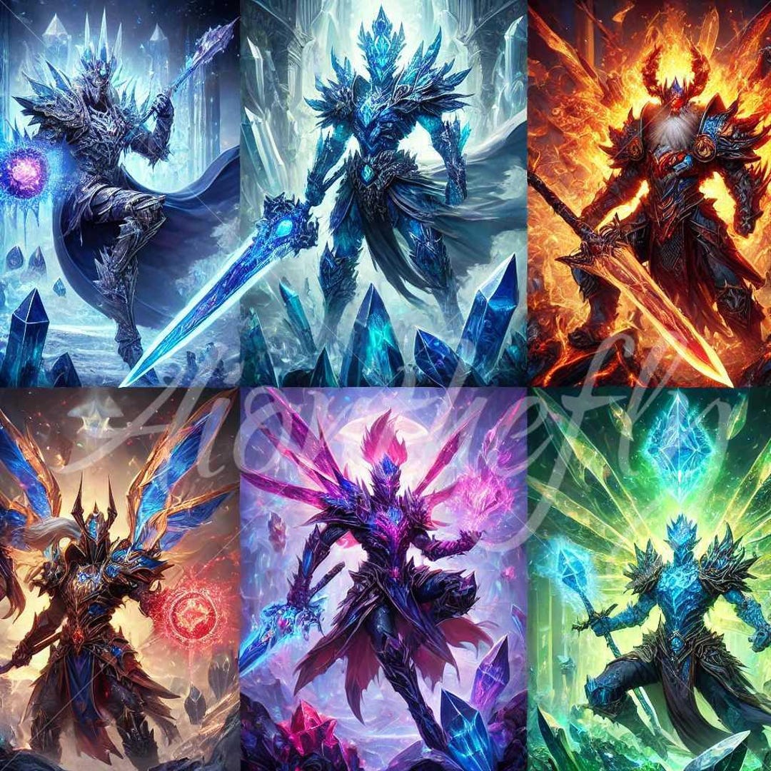Elemental Crystal Warriors | Ai-generated Fantasy Knights | Mystic ...