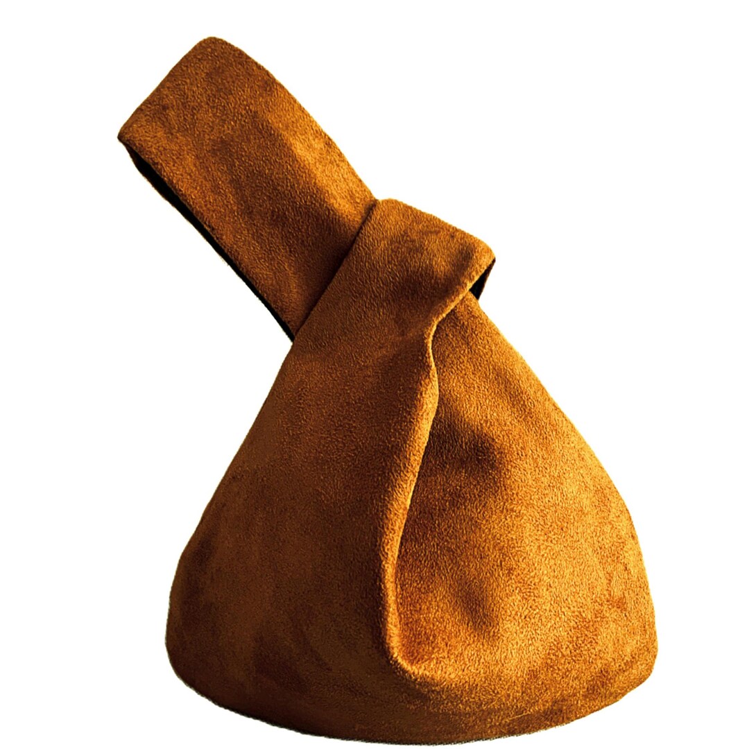 Rust Mini Faux Suede Knot Bag Japanese Knot Bags Vegan Handbags ...
