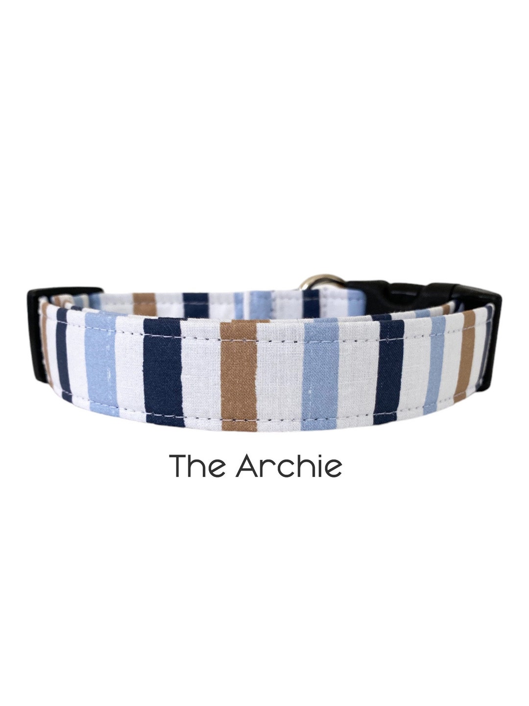Blue and Brown Stripe Dog Collar / Spring Summer Dog Collar / the ...