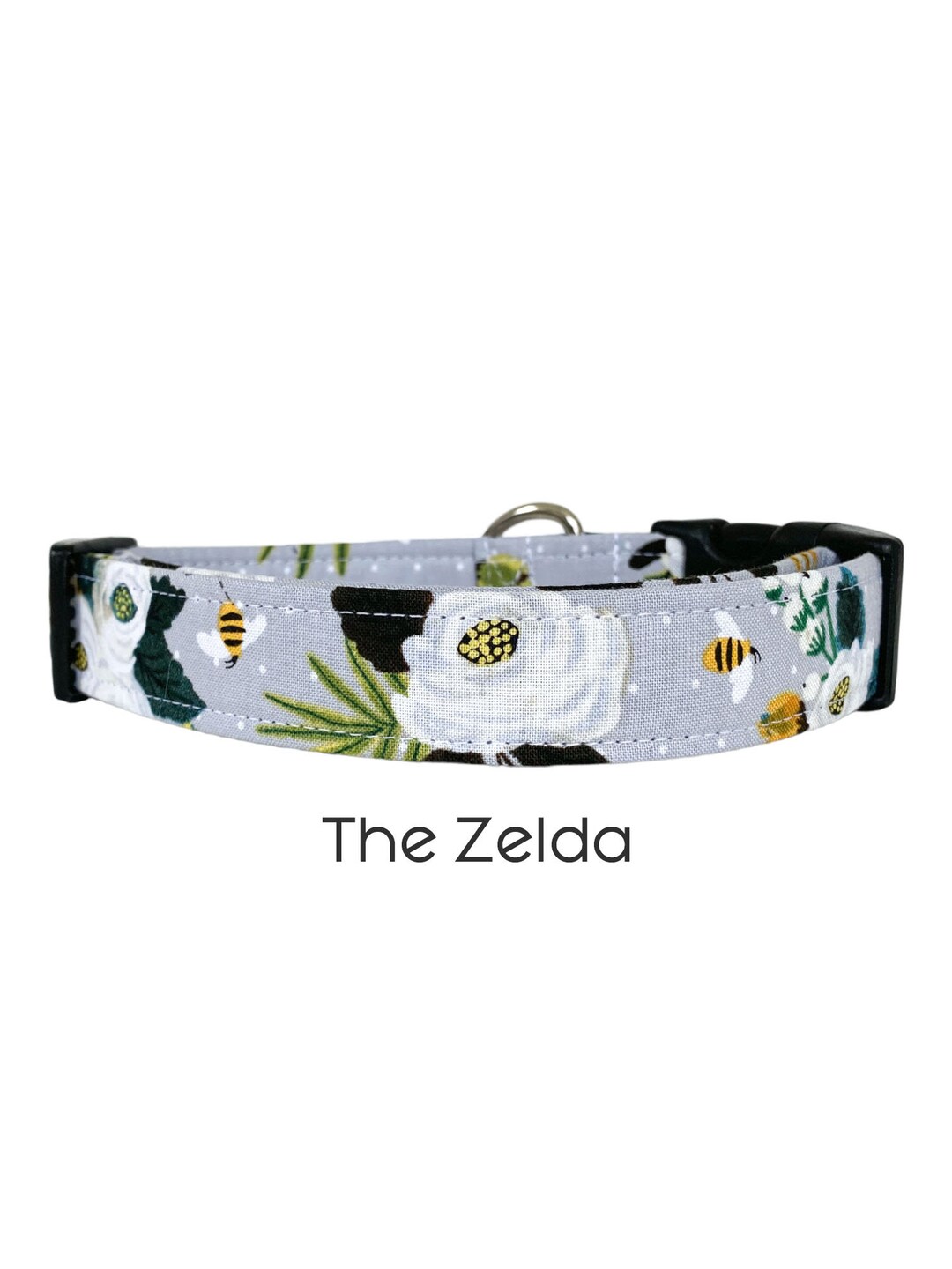 The Zelda / Gray and White Floral Dog Collar / Spring Collar / Gift for ...
