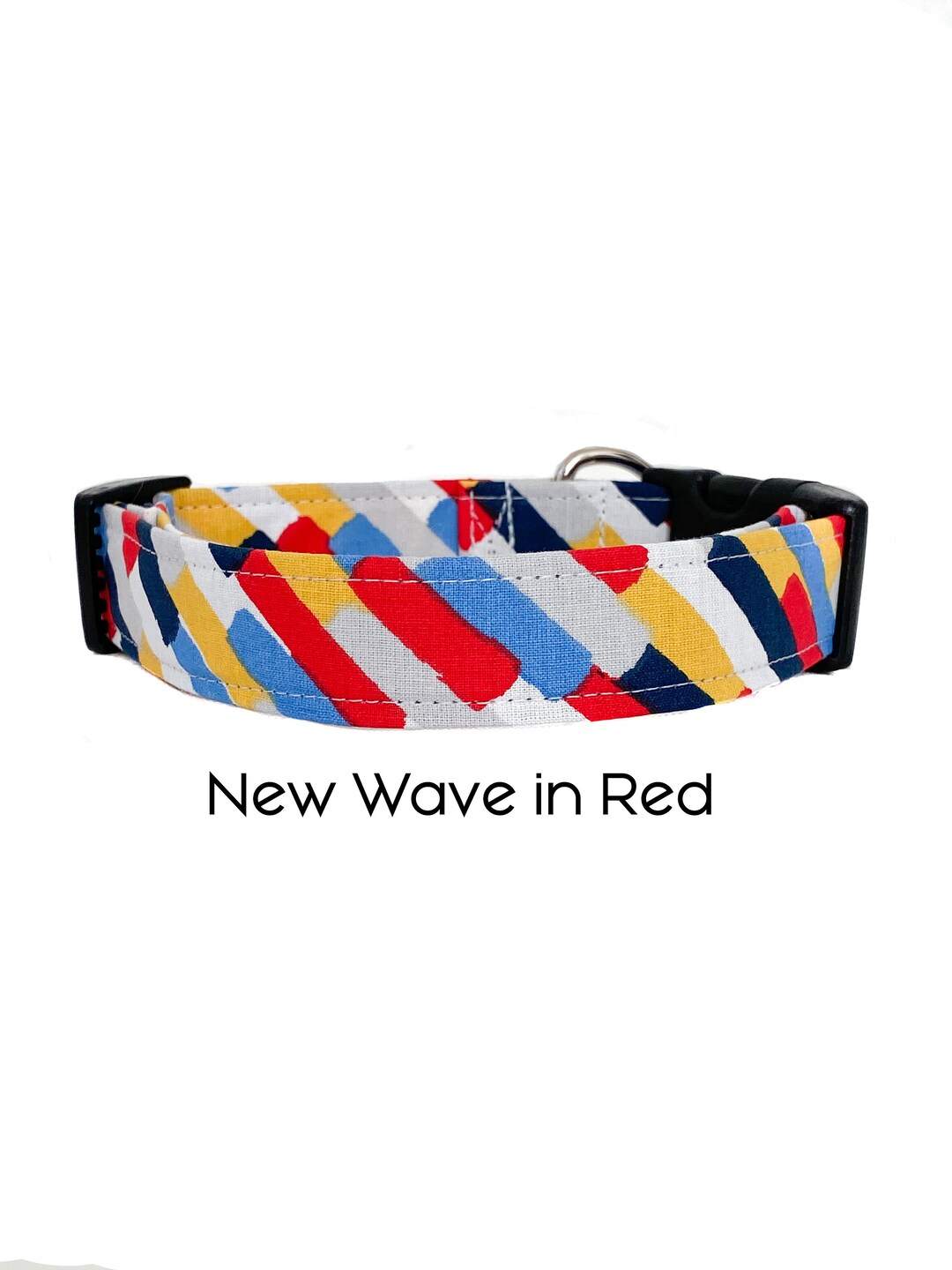 New Wave in Red Dog Collar / Stripe Dog Collar / Gift for Dog Lovers ...