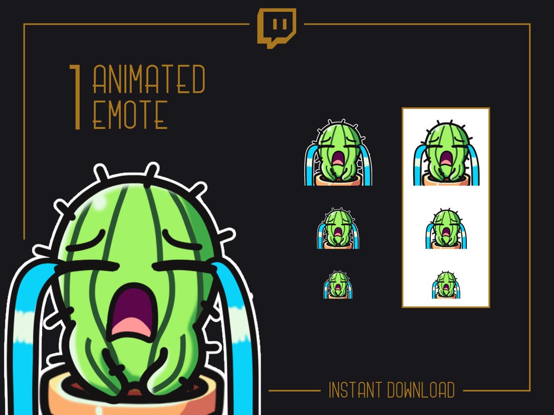 Crying Cactus Animated Emote | Emoticon, Cute, Sad, Tears | Twitch ...