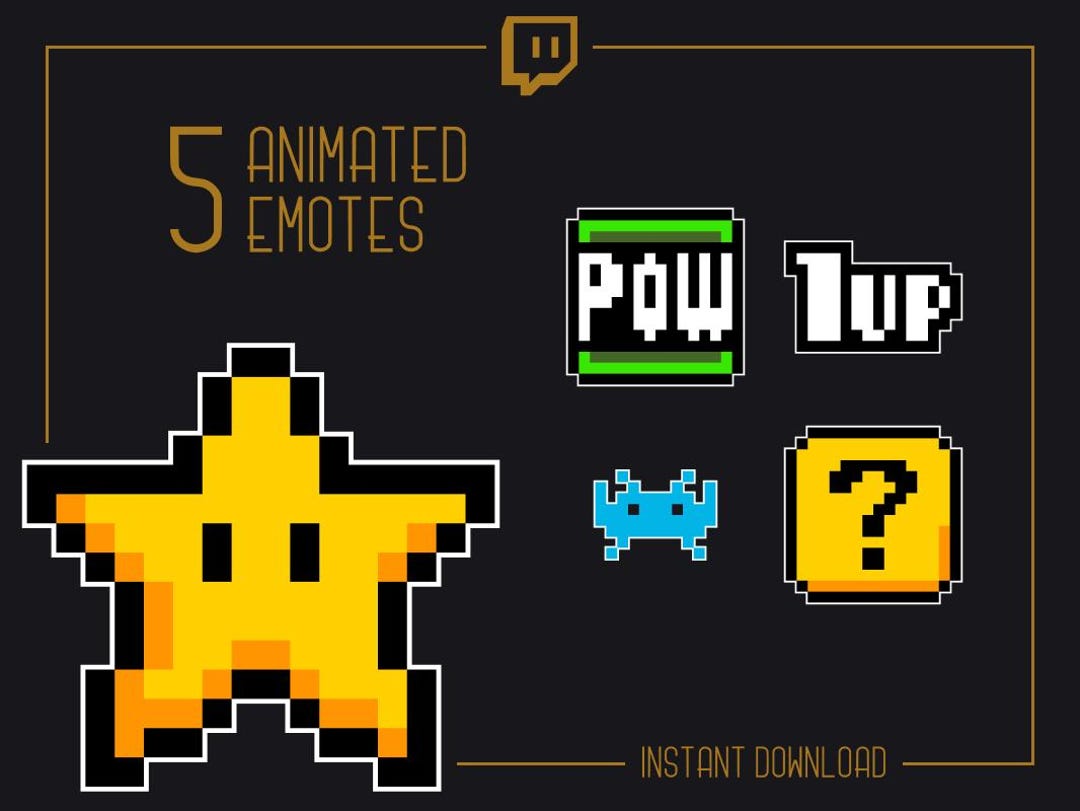 Pack 5 Animated Pixel Emotes Emoticon, Star, Block, Up, Alien, Bot ...