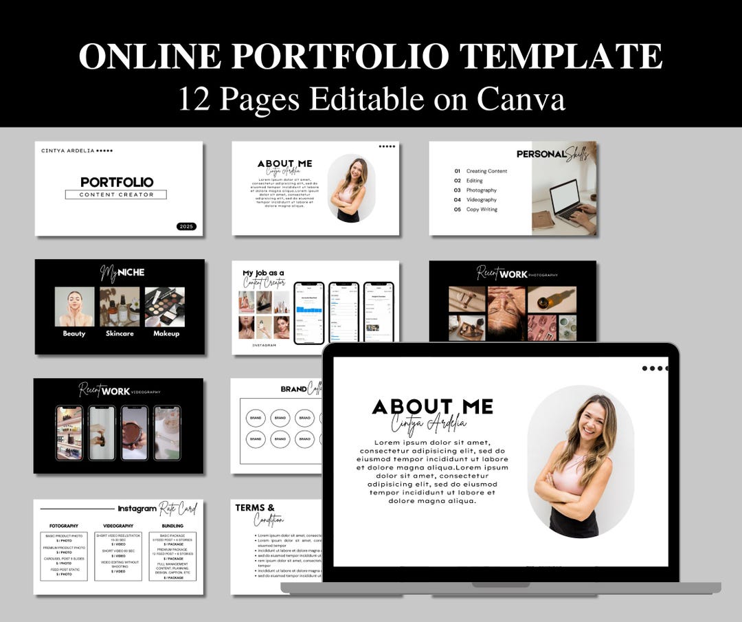 Minimalist Black and White Portfolio Template, UGC Creator Portfolio ...