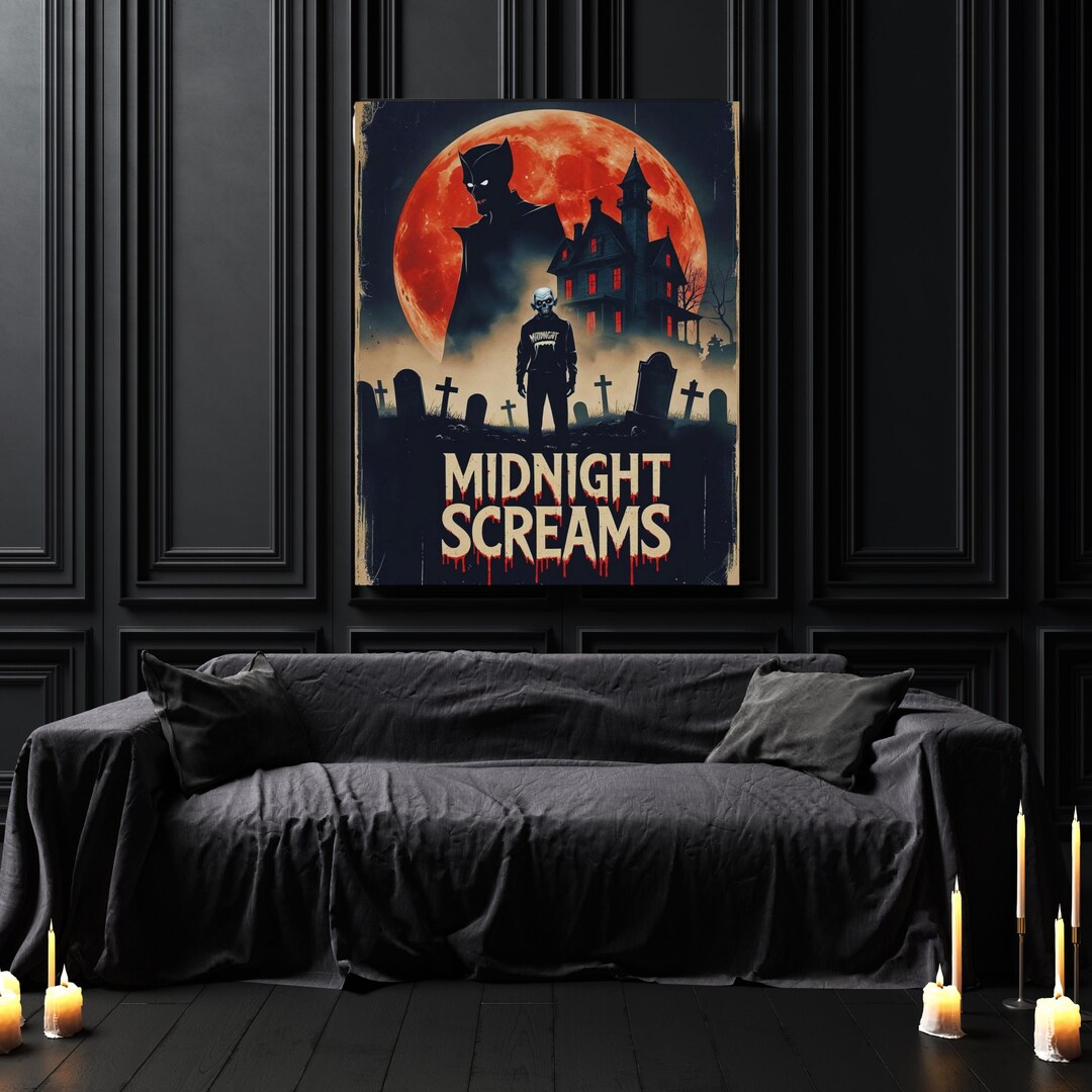 Midnight Screams Horror Art Print: Spooky Halloween Wall Decor - Etsy
