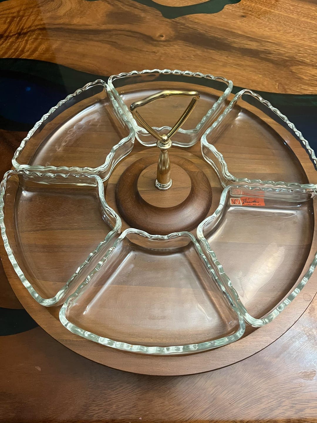 Vintage Vermillion Walnut Lazy Susan Mid Century Modern MCM 14” Across ...