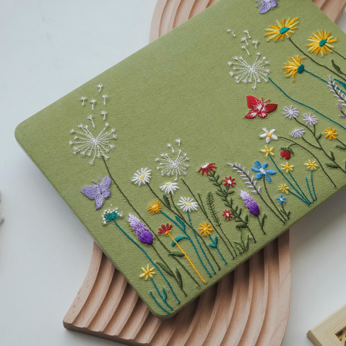 Embroidered Spring Floral for MacBook Case, Green Laptop Cover MacBook ...