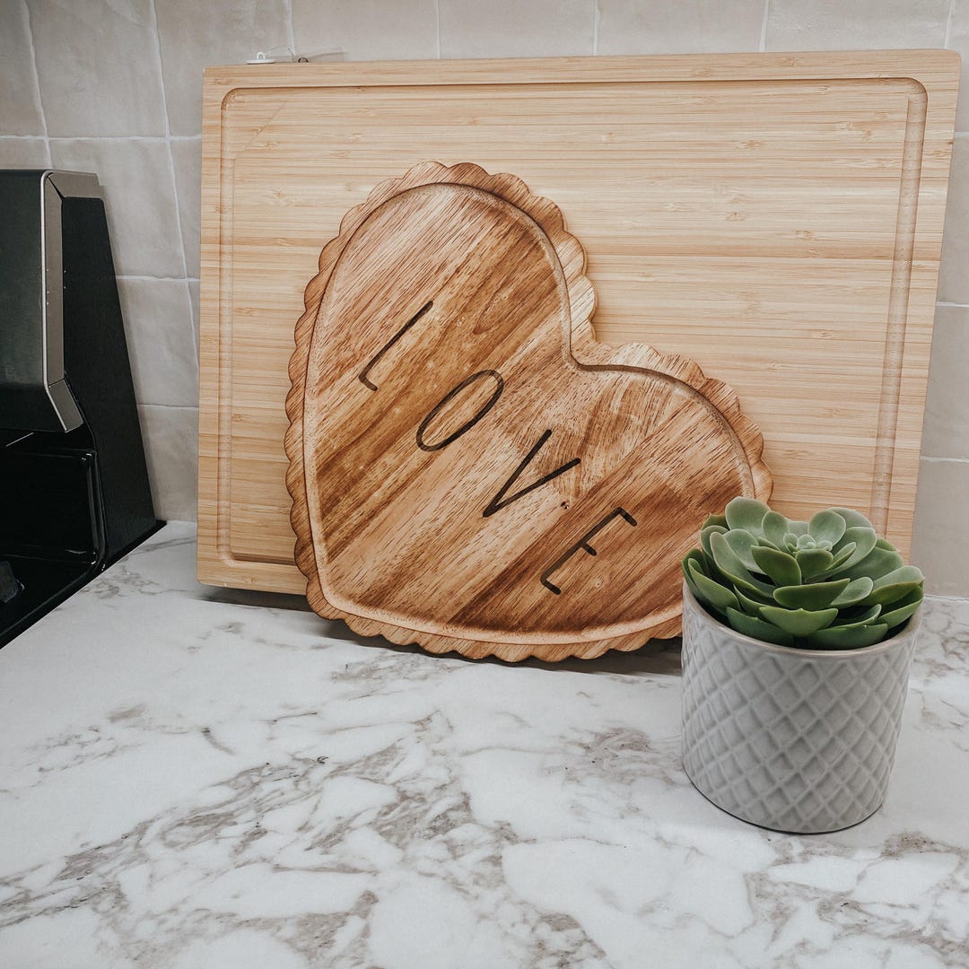 Wood Heart Tray – Natural Decorative Dish | Minimalist Accent for ...