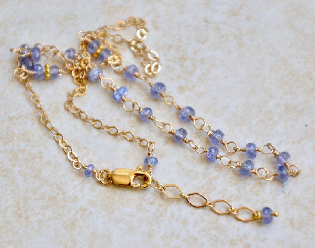 Single Strand Iolite Necklace Gold Filled Birthstone Jewelry - Etsy