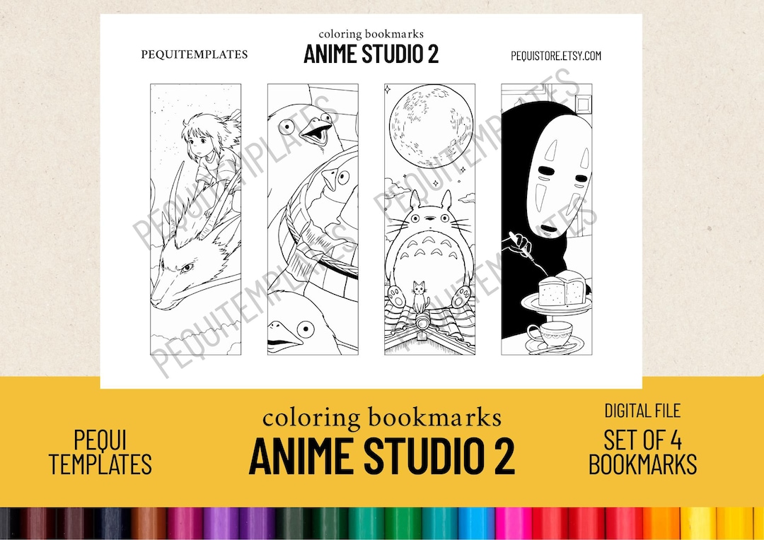 Anime Coloring Bookmarks: Studio Ghibli Style 2 (digital Download) - Etsy