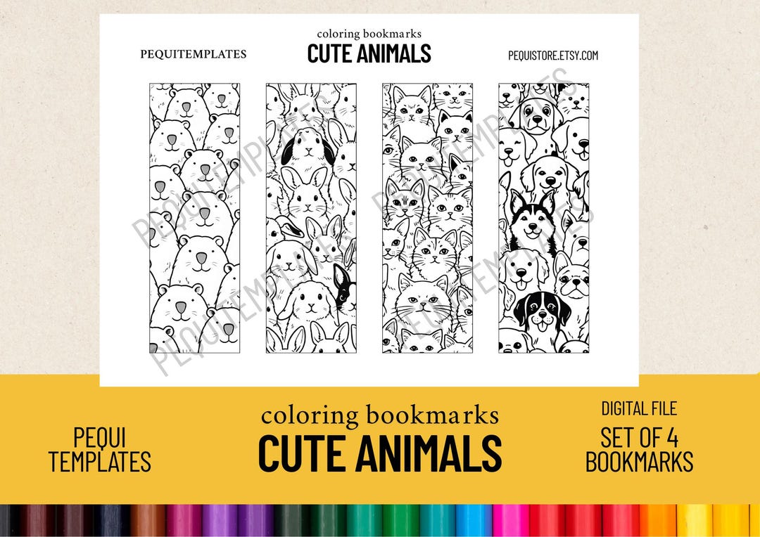 Animals Coloring Bookmarks: Kawaii Style (digital Download) - Etsy