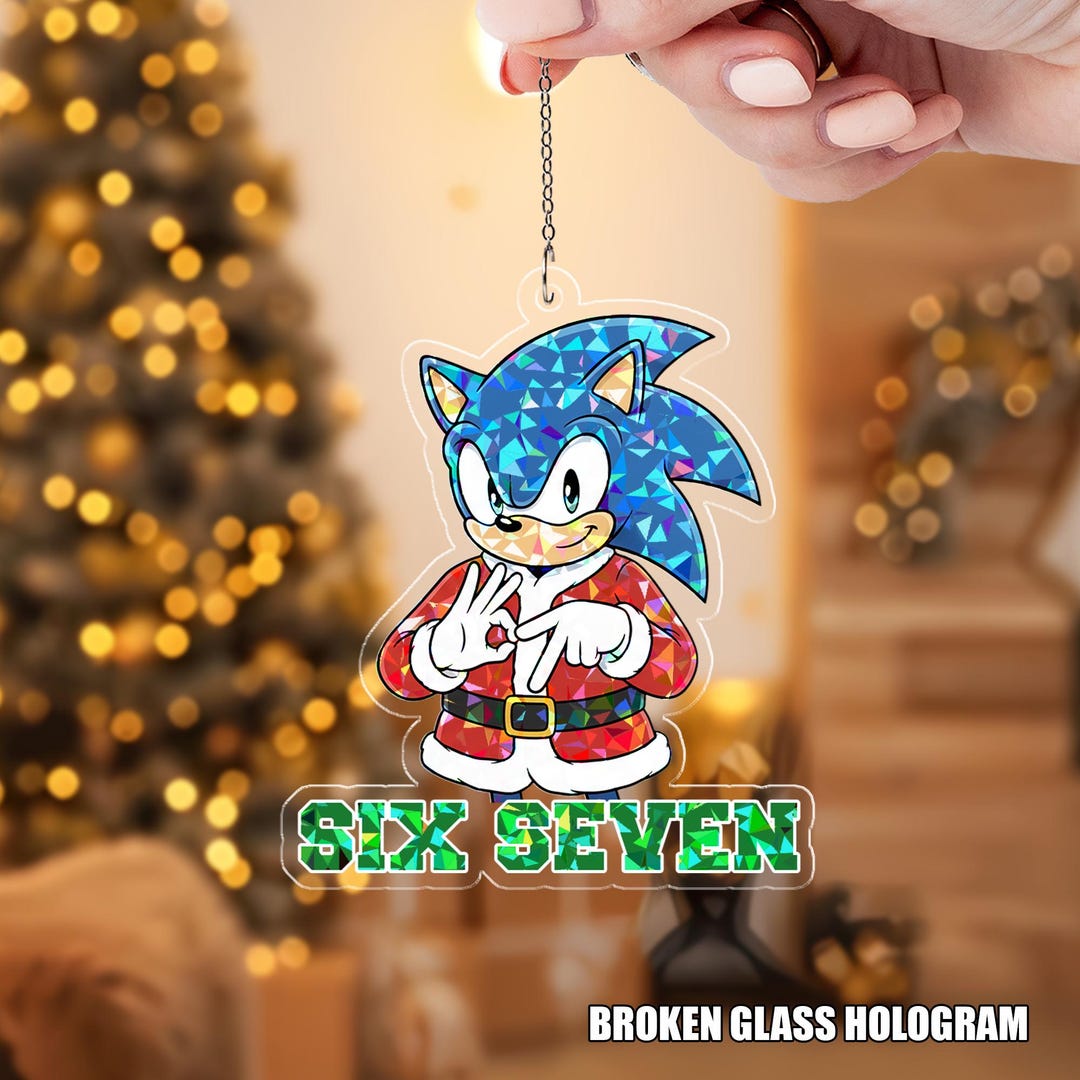 Sonic the Hedgehog Christmas Six Seven Hands Hologram Ornament, 67 ...