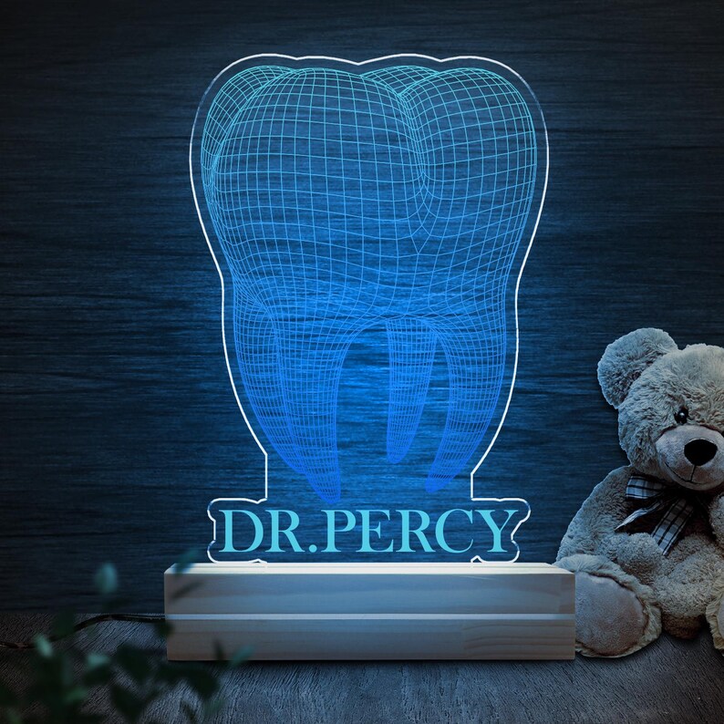 Personalized Dentist Tooth Night Light, Remote Control, Perfect for ...