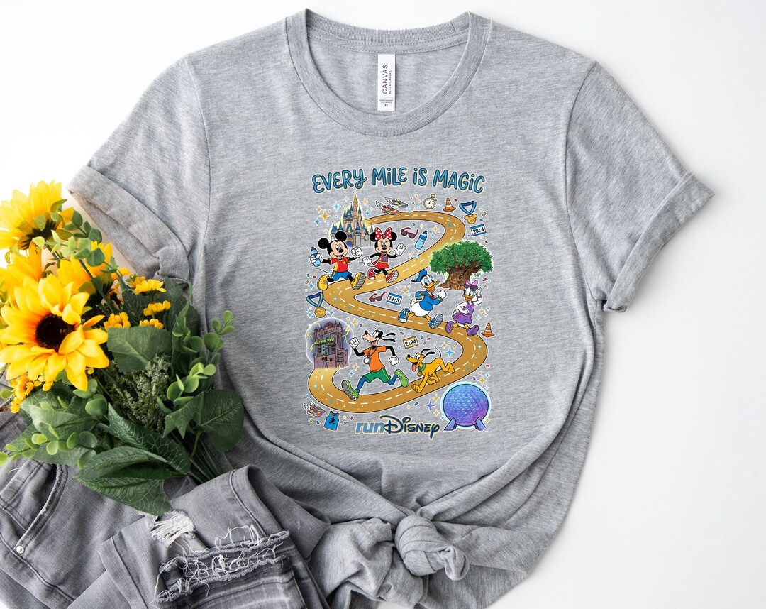 Run Disney Every Mile is Magic Shirt Disney Marathon Mickey and Friends ...