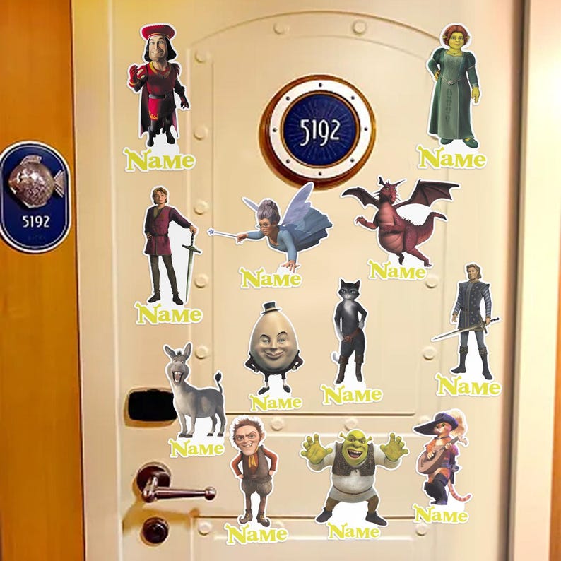 Shrek Disney Cruise Magnets, Shrek Fiona Donkey Magnet Set, Cruise Door ...