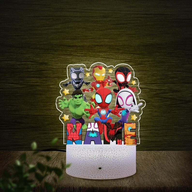 Personalized Spidey and His Amazing Friends Night Light, Spidey ...