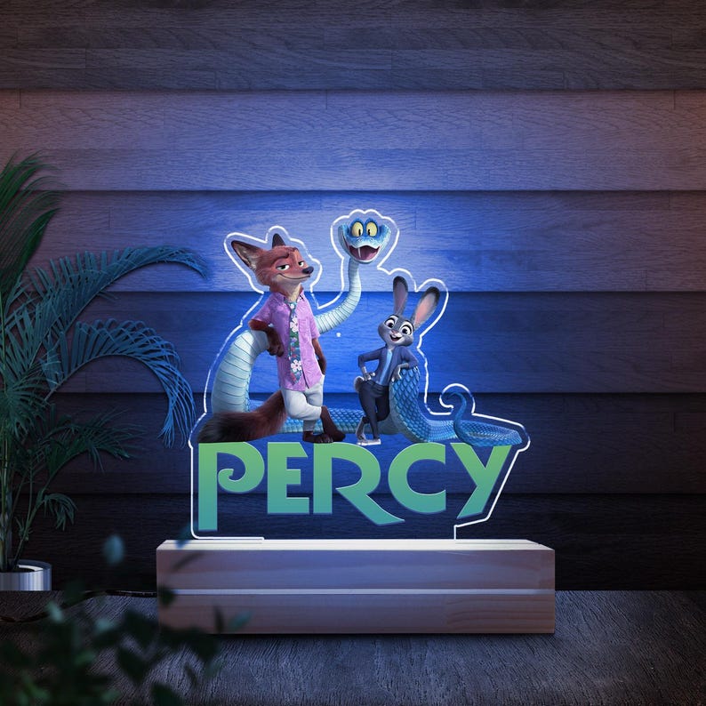 Personalised Zootopia 2 Night Light, Disney Family Zootopia Room Decor ...