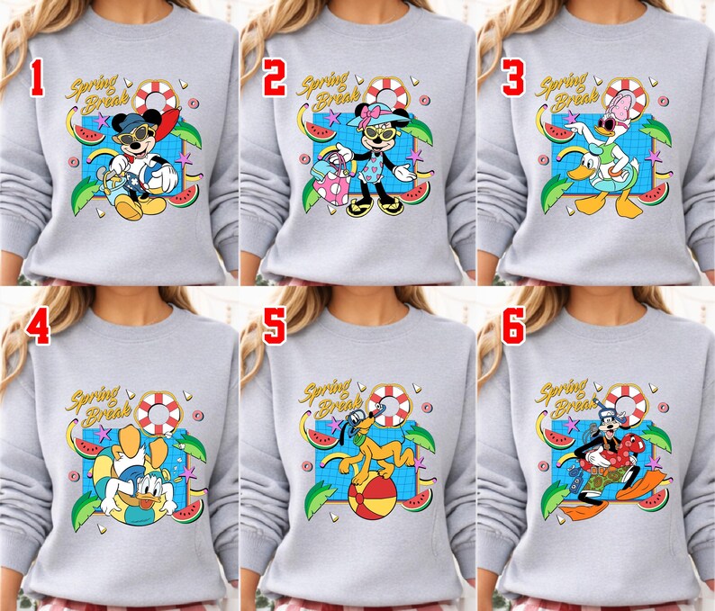 Retro Spring Break 2026 Sweatshirt, Spring Vibe Mouse and Friends Cute ...