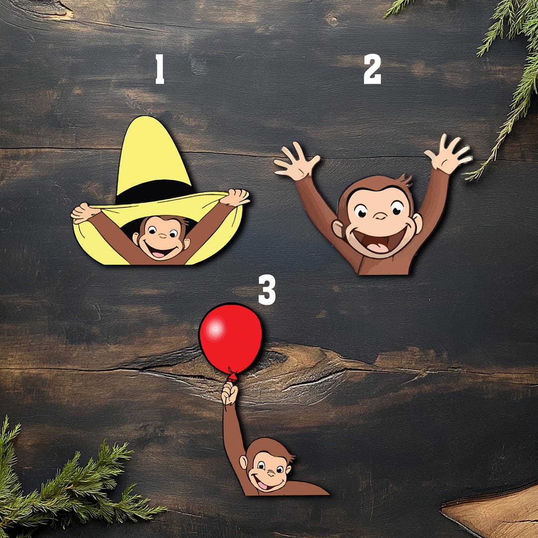 Curious George Peeker Peeking Car Window Decals - Bumper Vinyl Stickers ...