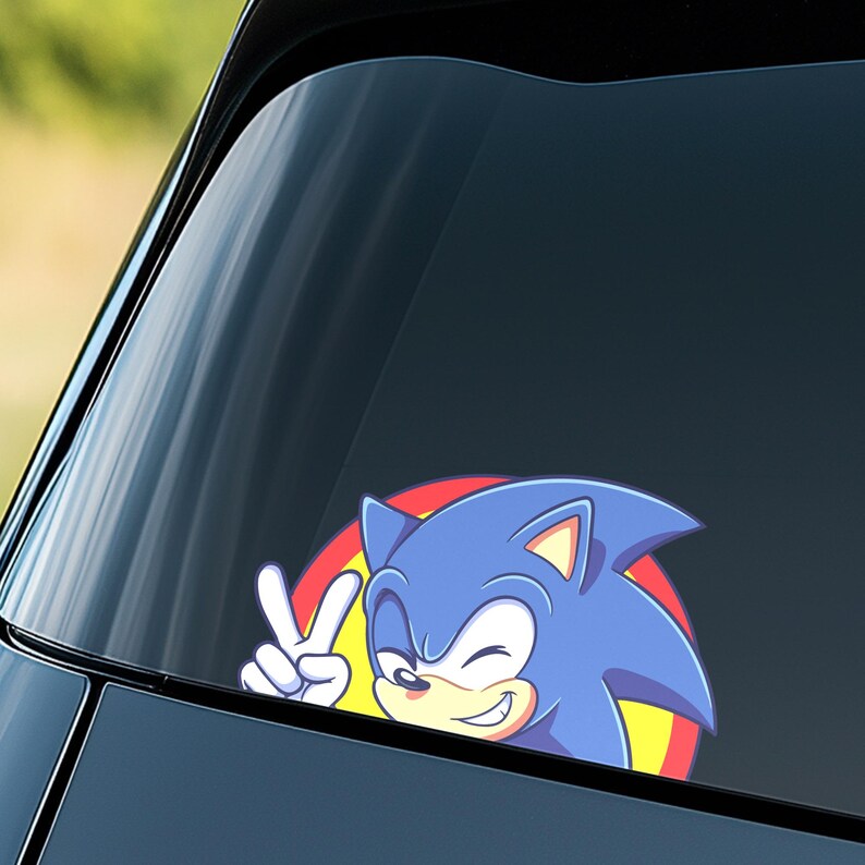 Winking Sonic Peeker Peeking Car Window Decals - Bumper Waterproof ...