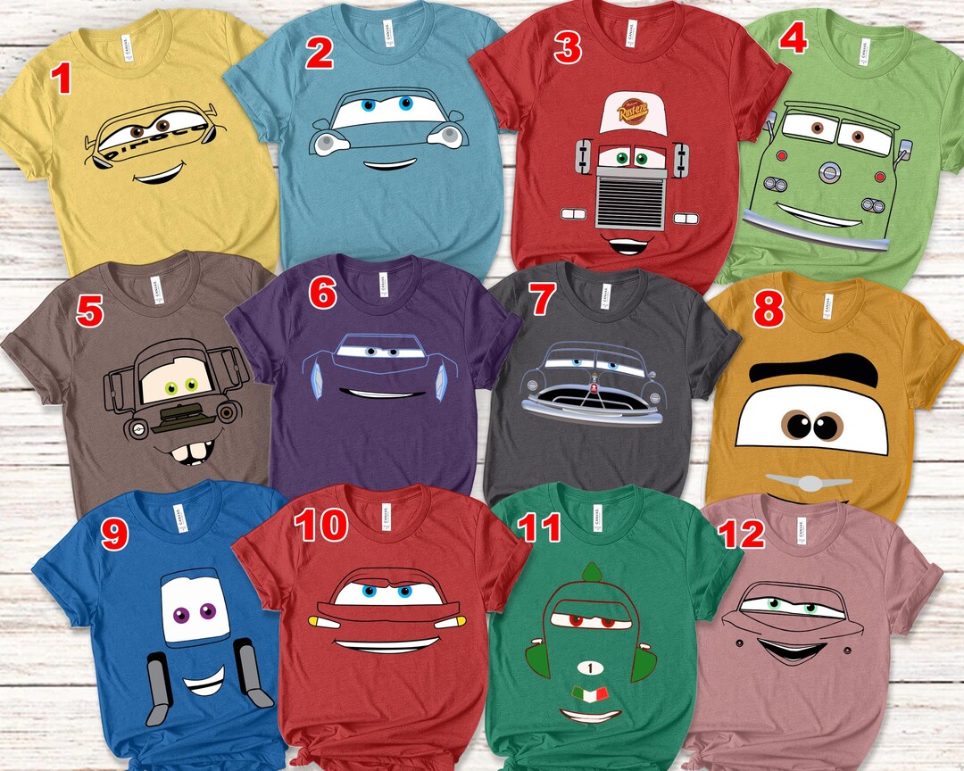 Disney Cars Face Outline Family Matching Shirt, Disney Halloween Crew ...