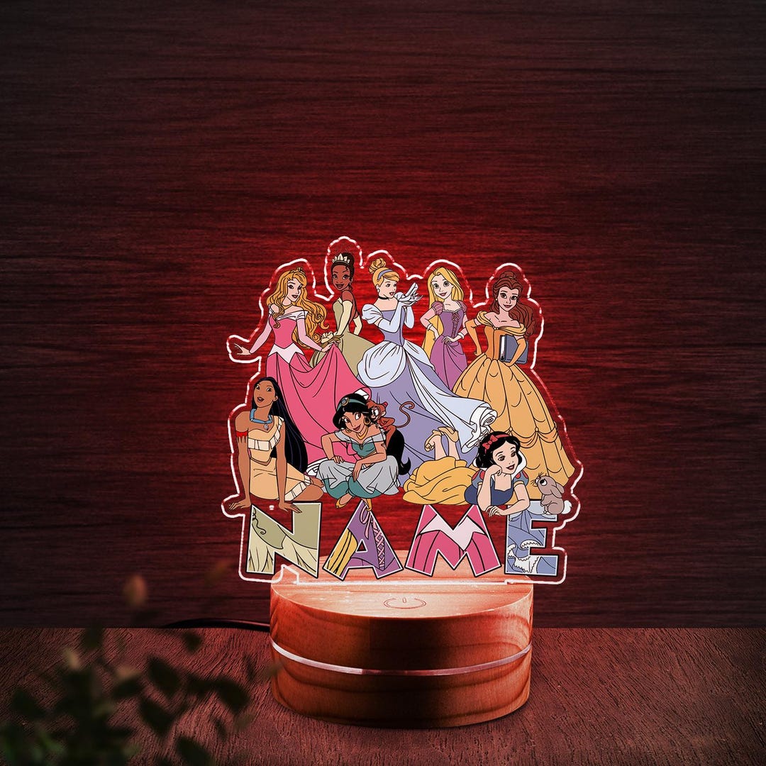 Custom Disney Princess Night Light, Princess Cinderella Little Mermaid ...